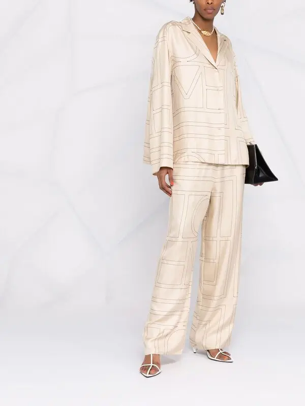 TOTEME Monogram Silk Pj Top Ivory - Neutrals