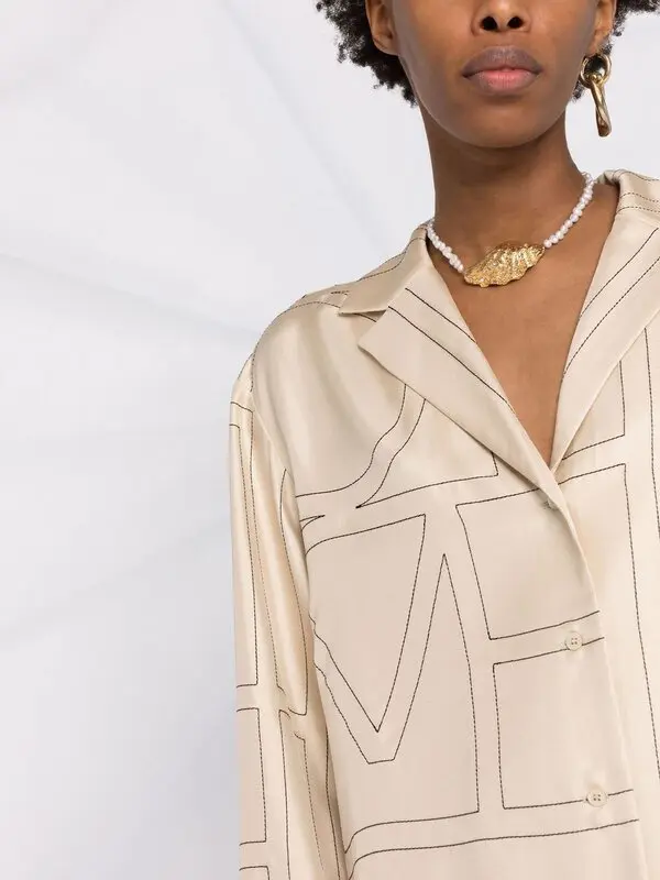 TOTEME Monogram Silk Pj Top Ivory - Neutrals