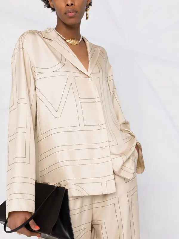 TOTEME Monogram Silk Pj Top Ivory - Neutrals