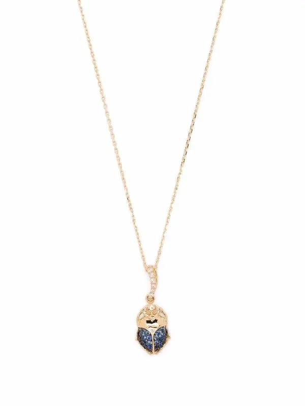 AURÉLIE BIDERMANN 18kt Yellow Beetle Sapphire And Diamond Necklace - Gold
