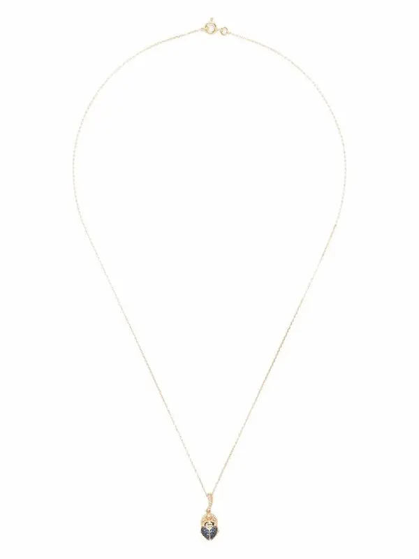 AURÉLIE BIDERMANN 18kt Yellow Beetle Sapphire And Diamond Necklace