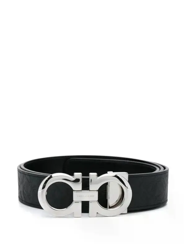 FERRAGAMO Embossed Gancini Belt - Black