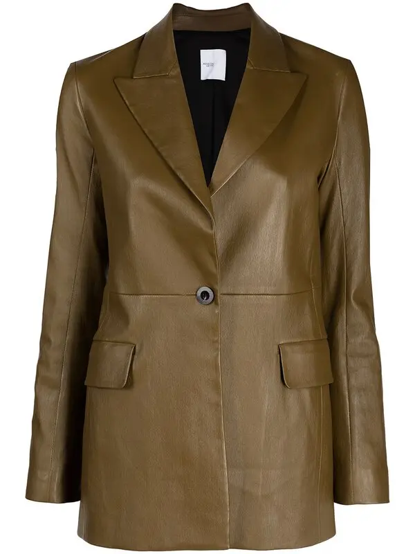 Rosetta Getty Peak-lapel Lambskin Jacket - Green