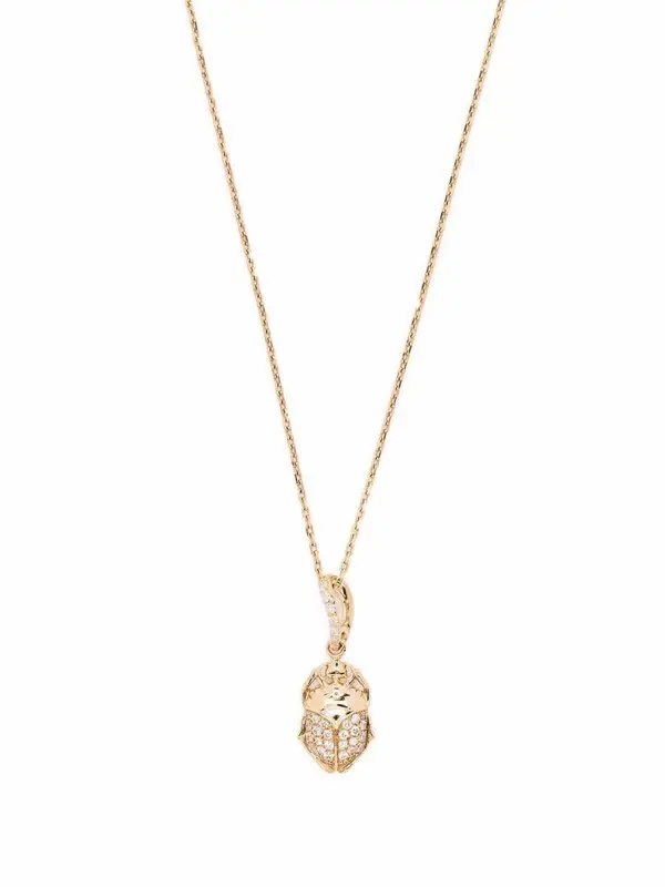 AURÉLIE BIDERMANN 18kt Yellow Beetle Diamond Necklace - Gold