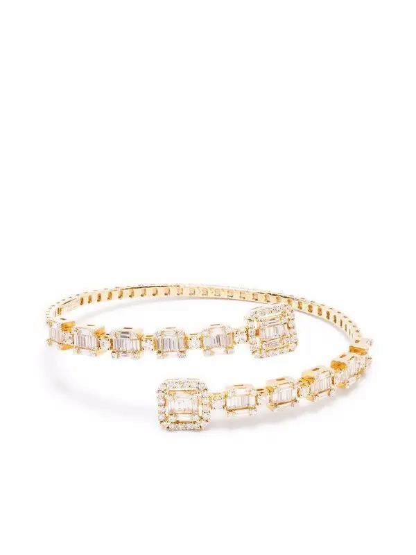 MONAN Name 18kt Yellow Diamond Cuff Bracelet - Gold