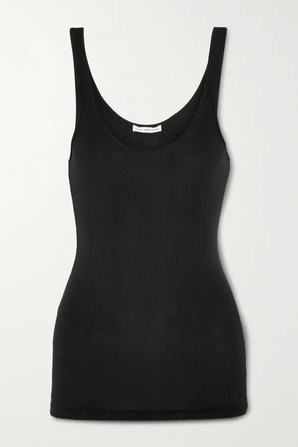 JAMES PERSE Daily Ribbed Stretch-cotton Tank - Black