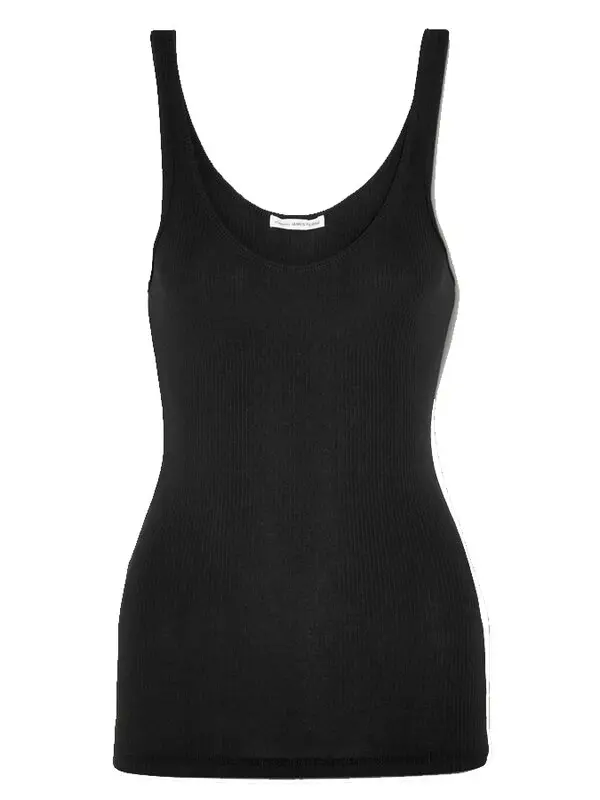 JAMES PERSE Daily Ribbed Stretch-cotton Tank - Black