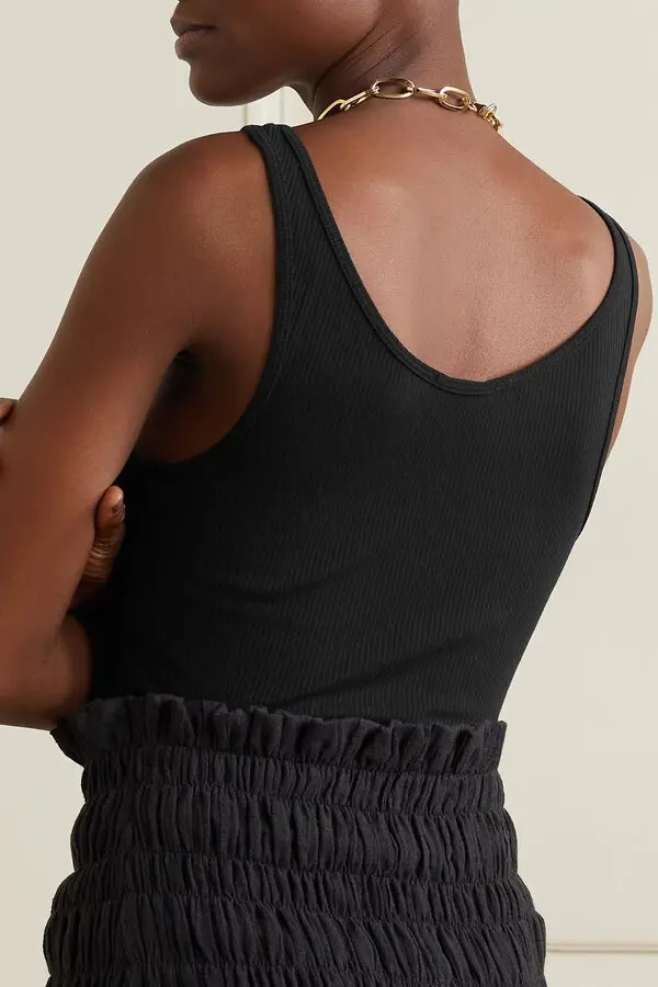 JAMES PERSE Daily Ribbed Stretch-cotton Tank - Black