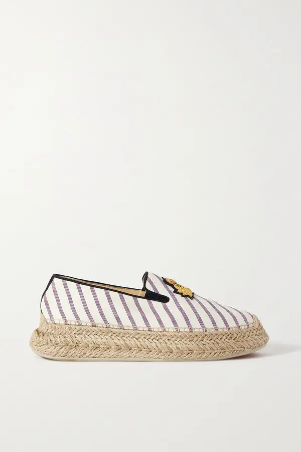 Christian Louboutin Espananou Logo-AppliquéD Striped Canvas 