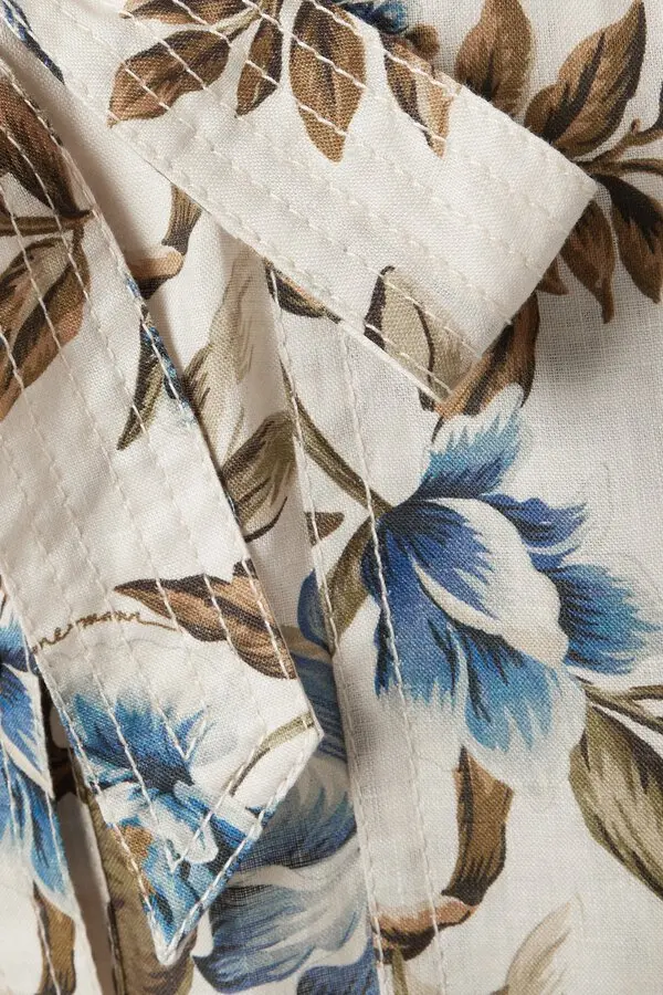 Zimmermann Liane Belted Floral-print Linen Jumpsuit