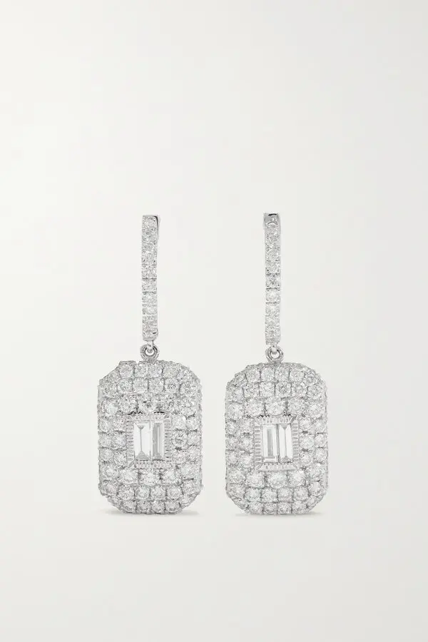 Shay 18-karat Diamond Drop Earrings - Silver