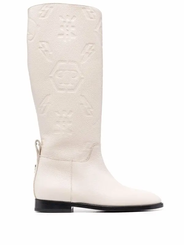 Philipp Plein Embossed-logo Knee-high Boots