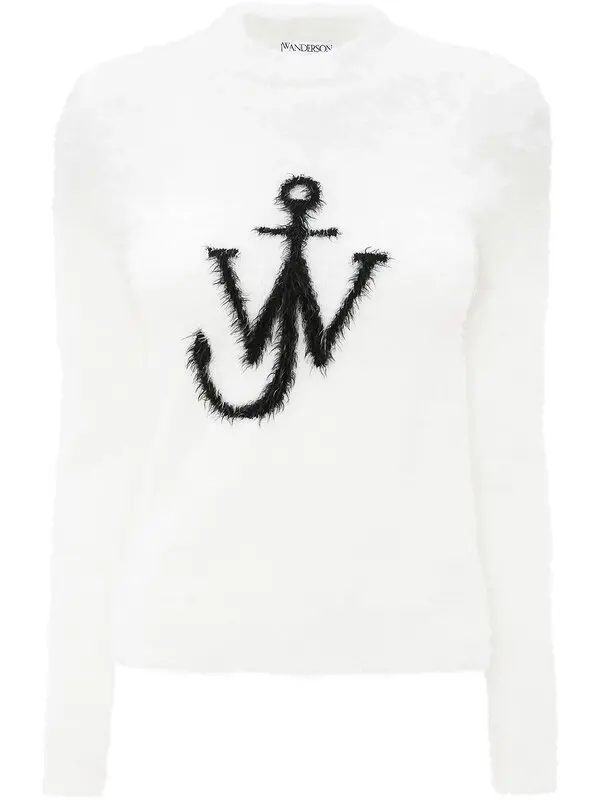 JW Anderson Textured Jumper With Anchor Print - White