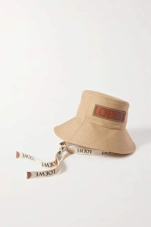 Loewe Paula's Ibiza Leather-trimmed Cotton-canvas Bucket Hat