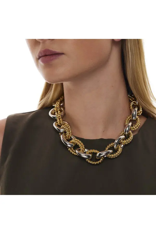 KENNETH JAY LANE Double Twist Links Necklace - Gold