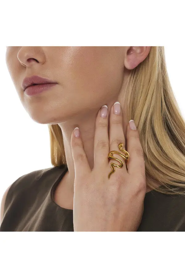 KENNETH JAY LANE Polished Serpentine Snake Ring - Gold