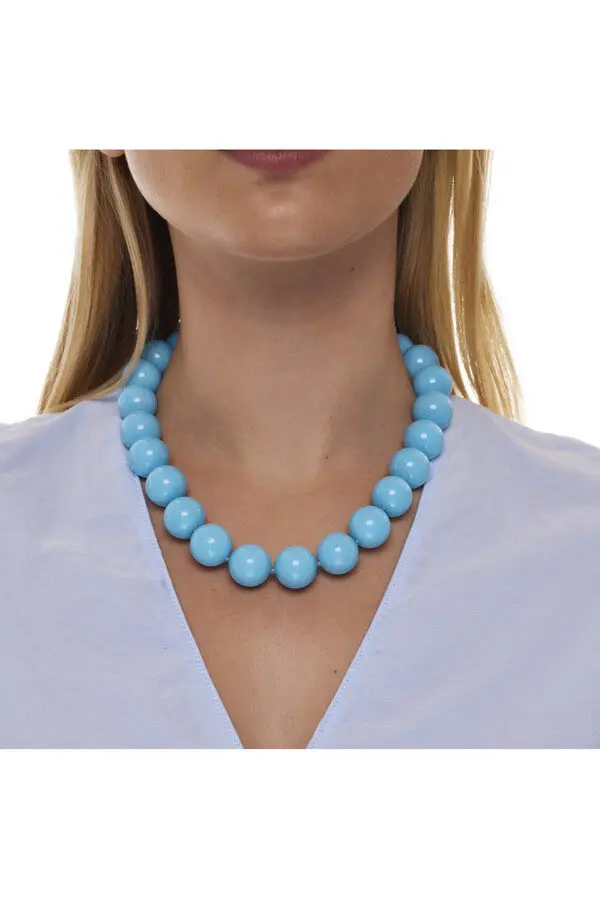 KENNETH JAY LANE Turquoise Bead Necklace - Silver