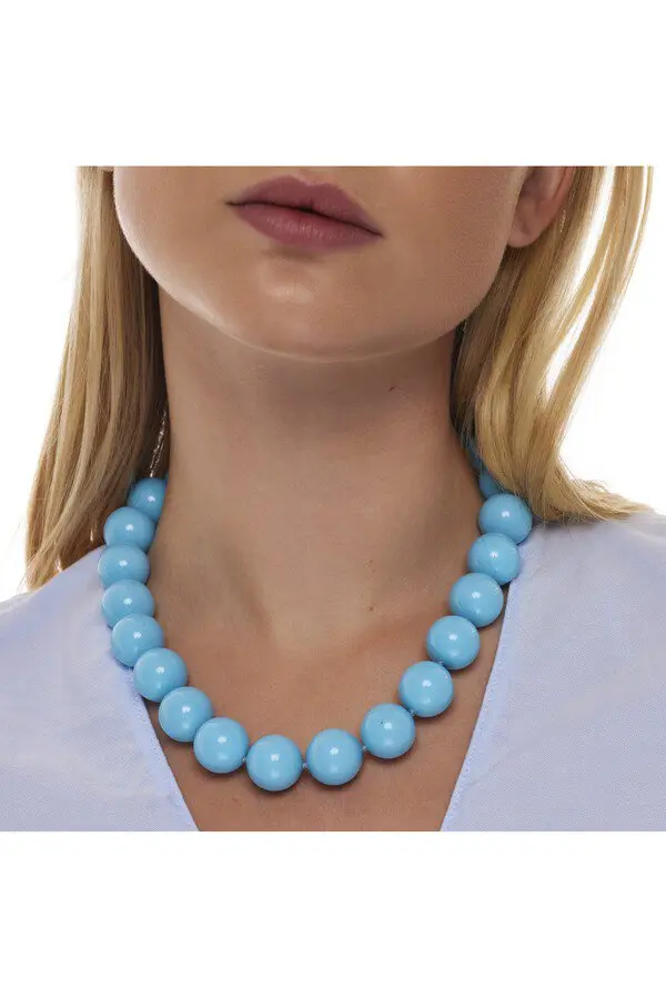 KENNETH JAY LANE Turquoise Bead Necklace - Silver