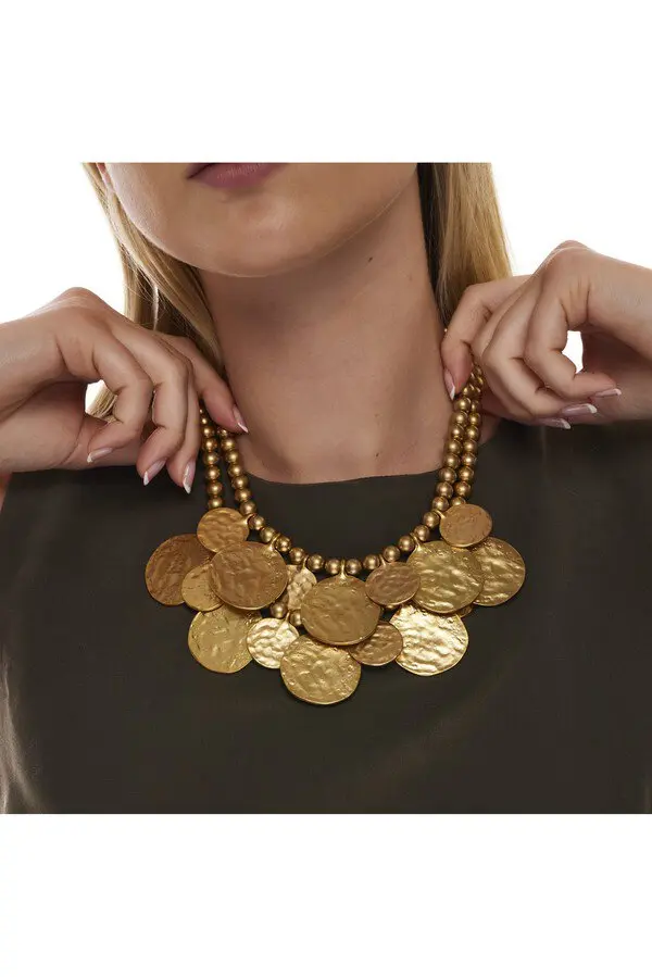 KENNETH JAY LANE Satin Coin Necklace - Gold