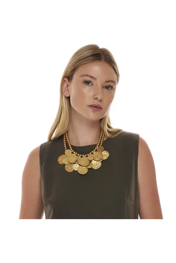 KENNETH JAY LANE Satin Coin Necklace
