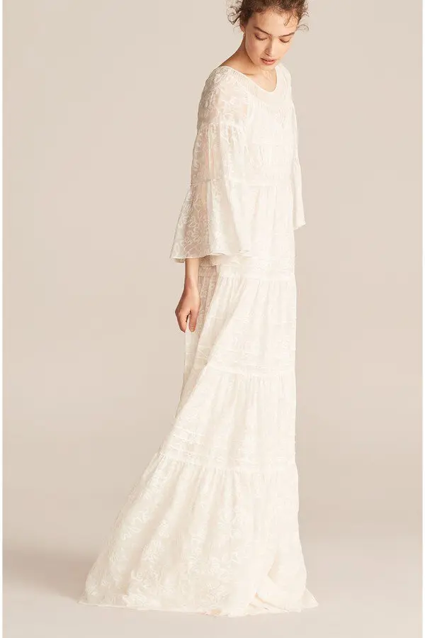 Rebecca Taylor Tallulah Embroidery Ruched Tier Dress In White - 60% Off |  Editorialist