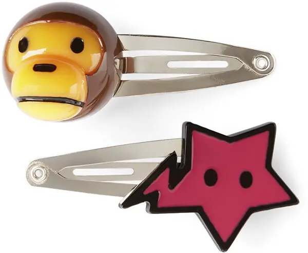 Bape Kids Silver & Pink Milo Baby Star Hair Clip Set In Pnk