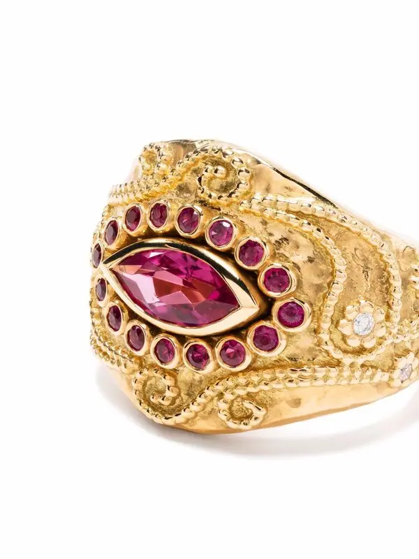 AURÉLIE BIDERMANN 18kt Yellow Cashmere Rubellite, Ruby And Diamond Ring