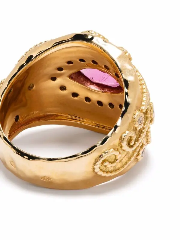 AURÉLIE BIDERMANN 18kt Yellow Cashmere Rubellite, Ruby And Diamond Ring