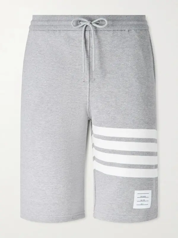 Thom Browne Striped Loopback Cotton-jersey Shorts - Gray