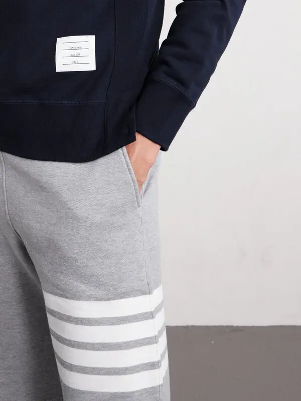 Thom Browne Striped Loopback Cotton-jersey Shorts - Gray