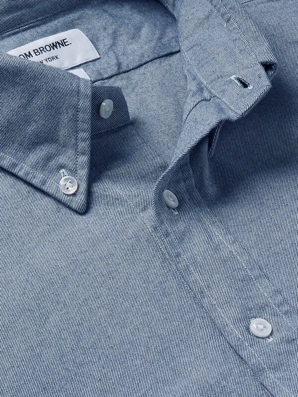 Thom Browne Button-down Collar Striped Cotton-flannel Shirt