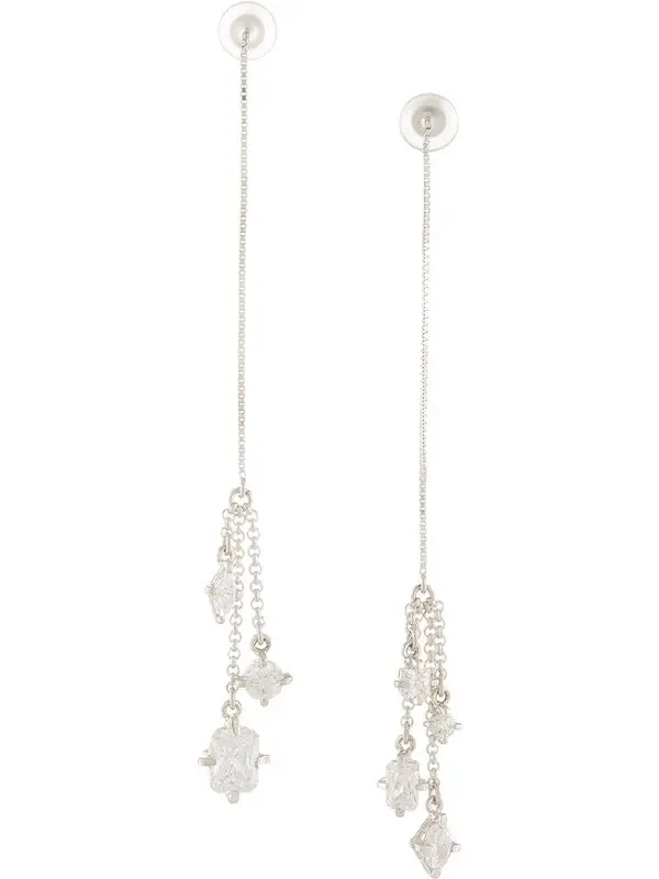 E.M. Crystal Pendant Earrings - Silver