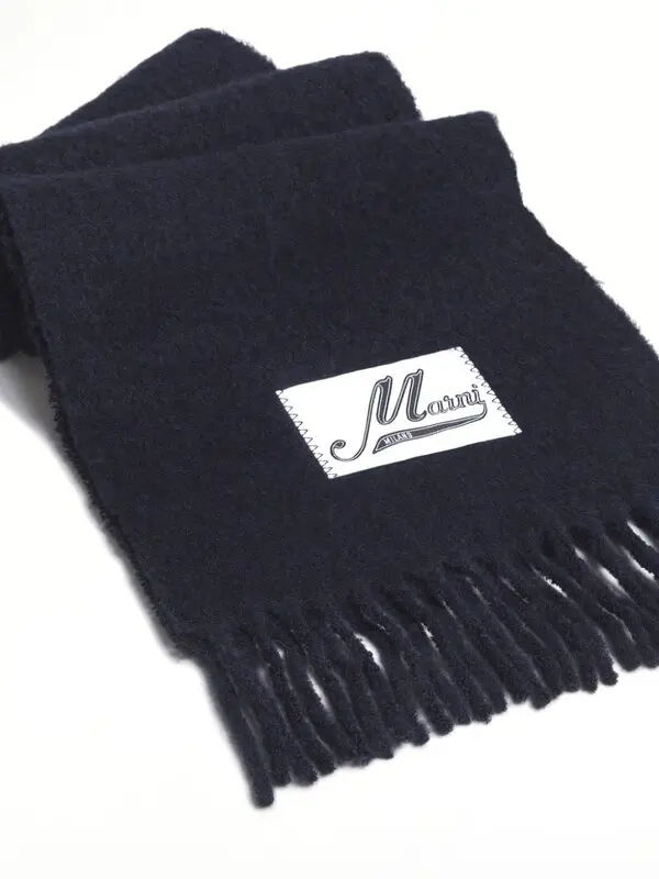 Marni Logo-appliqué Alpaca Scarf - Blue