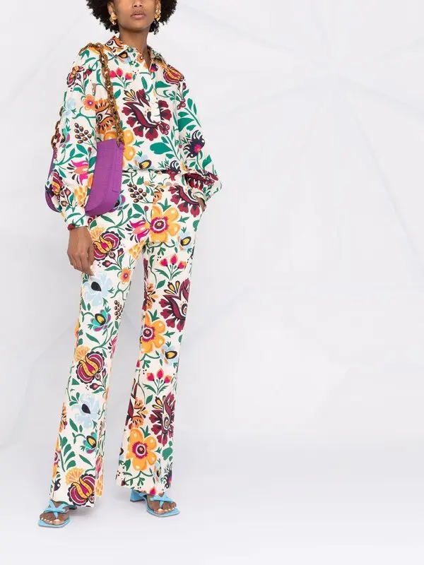 La DoubleJ Graphic-print Flared Trousers