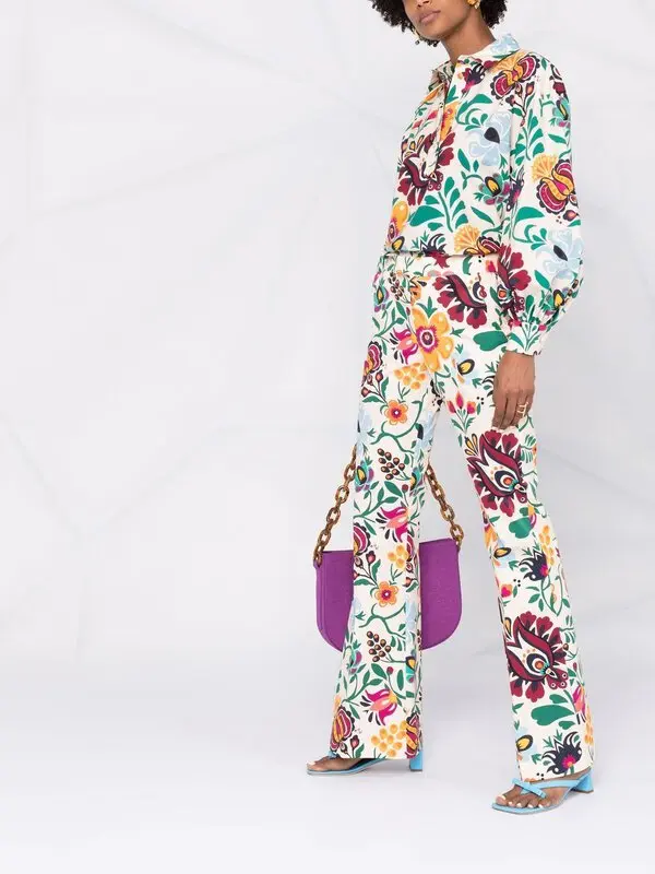 La DoubleJ Graphic-print Flared Trousers