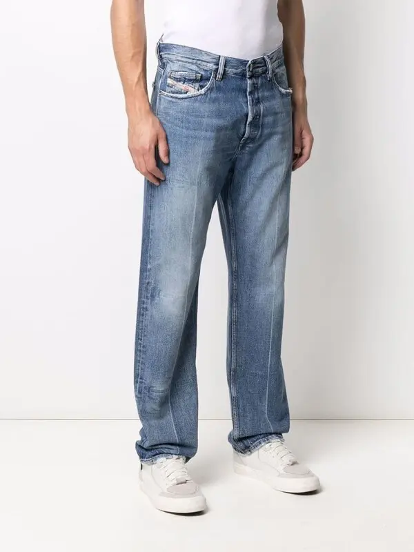 DIESEL® Stonewashed Straight-leg Jeans