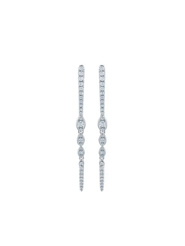 Kwiat 18kt White Gold Diamond Drop Earrings - Silver