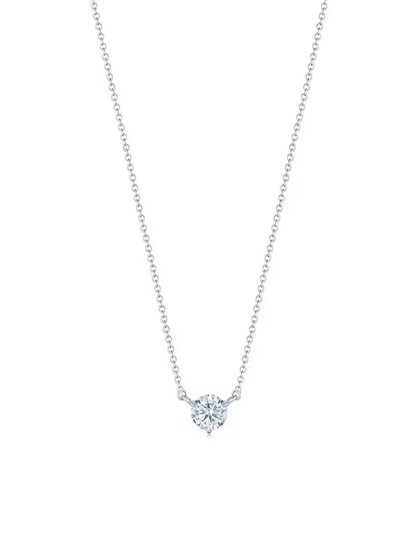 Kwiat Platinum Classic 3-prong Round Diamond Solitaire Pendant Necklace - Silver