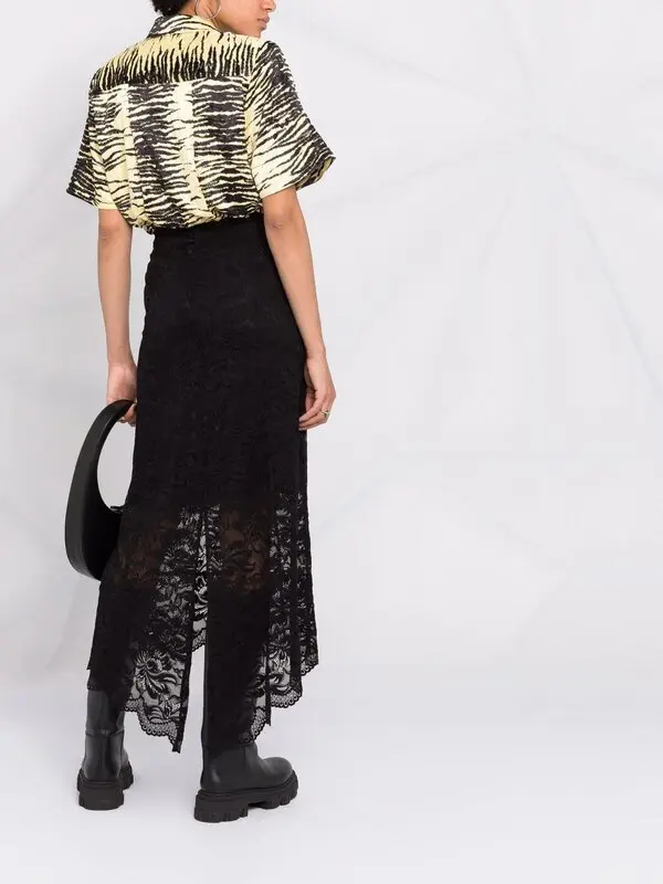Ganni Tiger-Print Crinkled Satin Shirt - Yellow | Editorialist