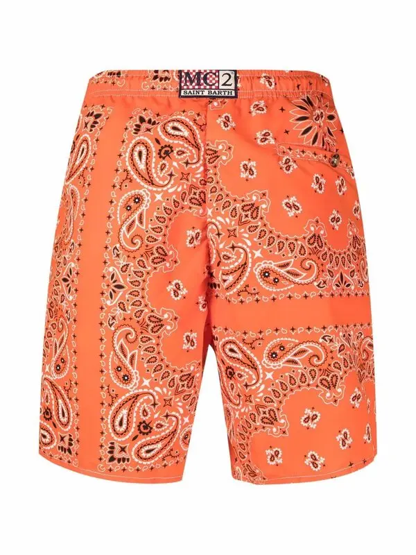 MC2 SAINT BARTH Bandana-print Swim Shorts - Orange
