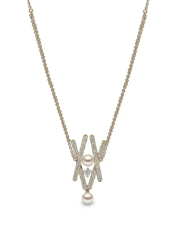 Yoko London 18kt Yellow Akoya Pearl And Diamond Pendant Necklace - Gold