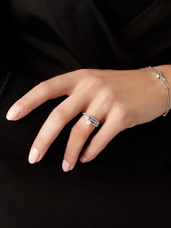 Yoko London 18kt White Gold Akoya Pearl And Diamond Ring - Silver