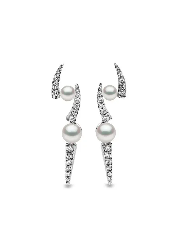 Yoko London 18kt White Gold Diamond And Akoya Pearl Stud Earrings - Silver