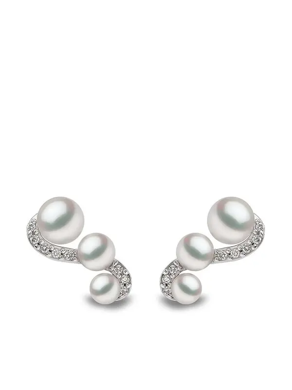 Yoko London 18kt White Gold Diamond And Akoya Pearl Stud Earrings - Silver