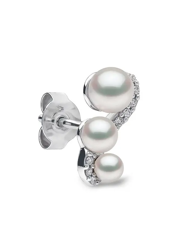 Yoko London 18kt White Gold Diamond And Akoya Pearl Stud Earrings