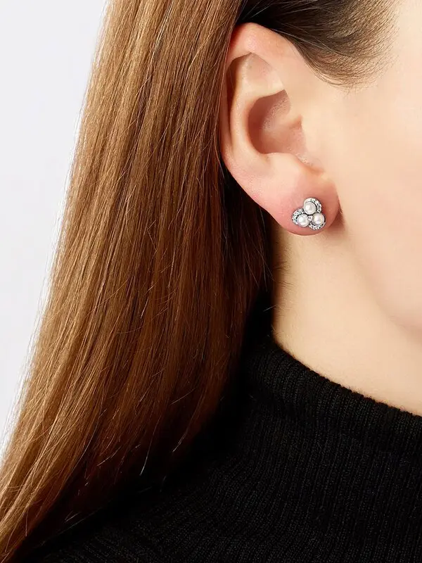 Yoko London 18kt White Gold Akoya Pearl And Diamond Stud Earrings - Silver