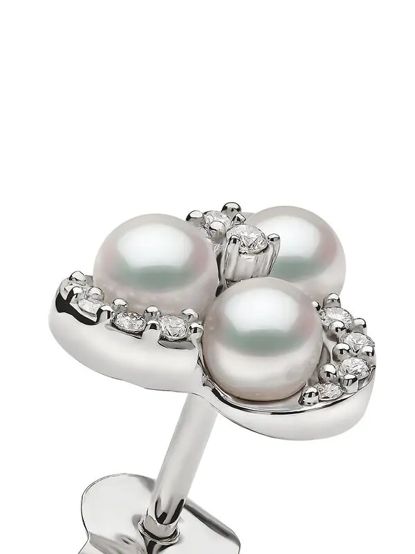 Yoko London 18kt White Gold Akoya Pearl And Diamond Stud Earrings - Silver