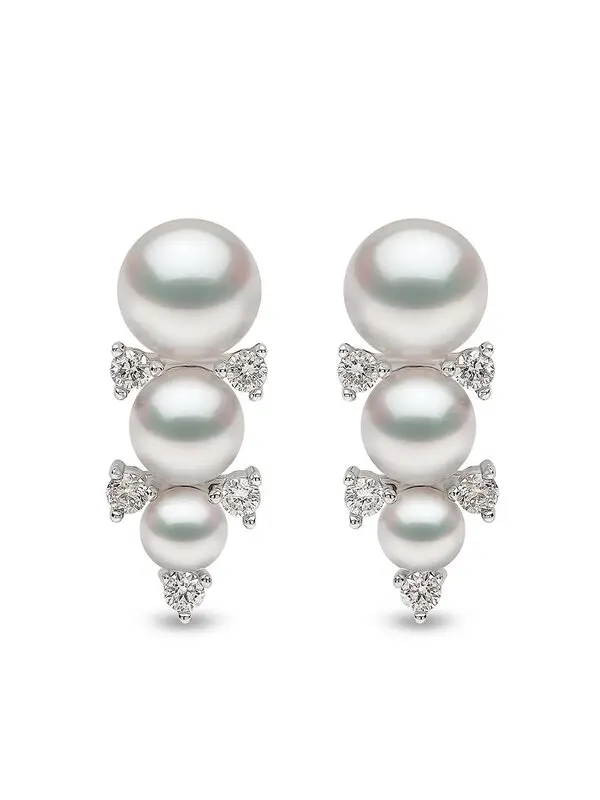 Yoko London 18kt White Gold Akoya Pearl And Diamond Stud Earrings - Silver