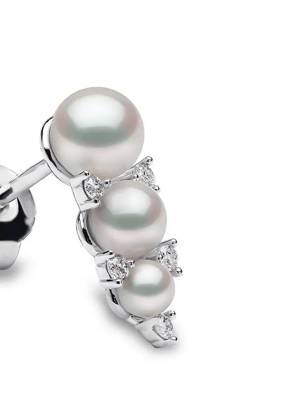 Yoko London 18kt White Gold Akoya Pearl And Diamond Stud Earrings - Silver