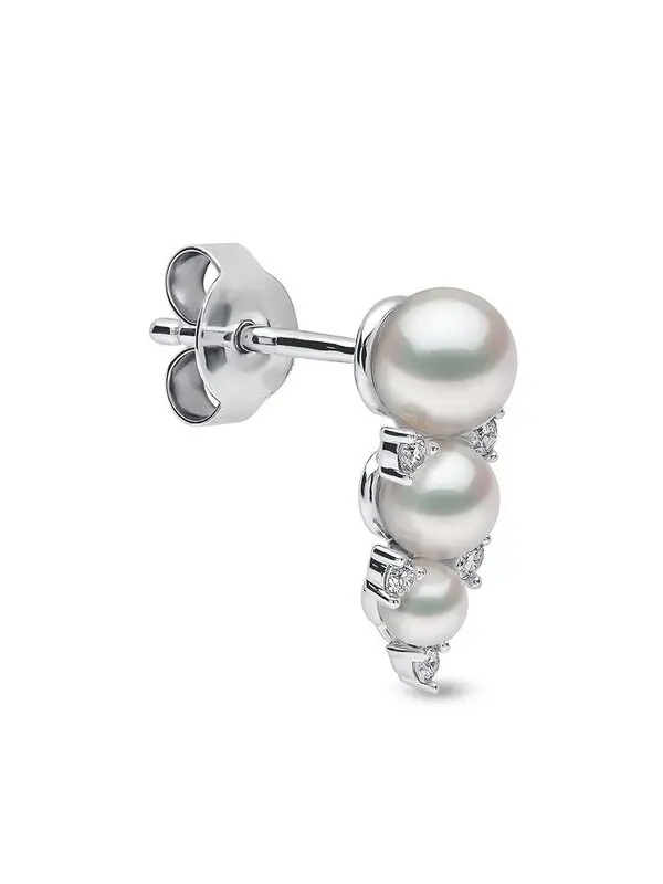 Yoko London 18kt White Gold Akoya Pearl And Diamond Stud Earrings - Silver